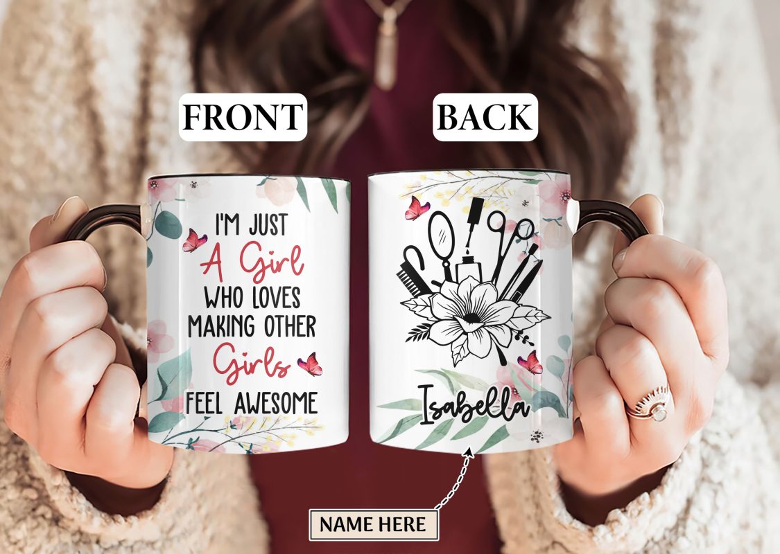 Hair Stylist Floral Personalized Mug - Farm Food Family Merch
