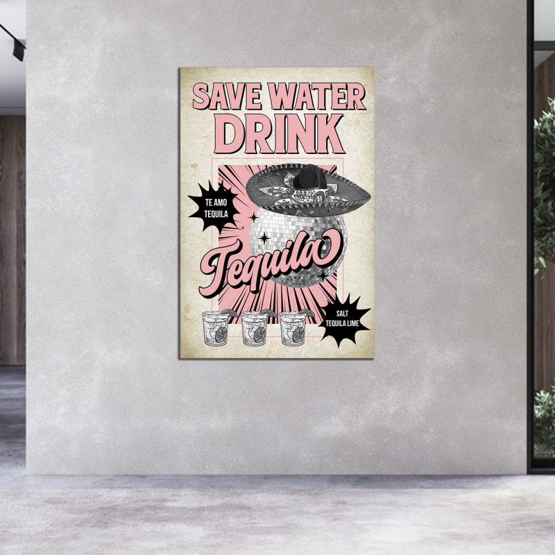 Drink Tequila Vintage Canvas Poster - Farm Food Family Merch